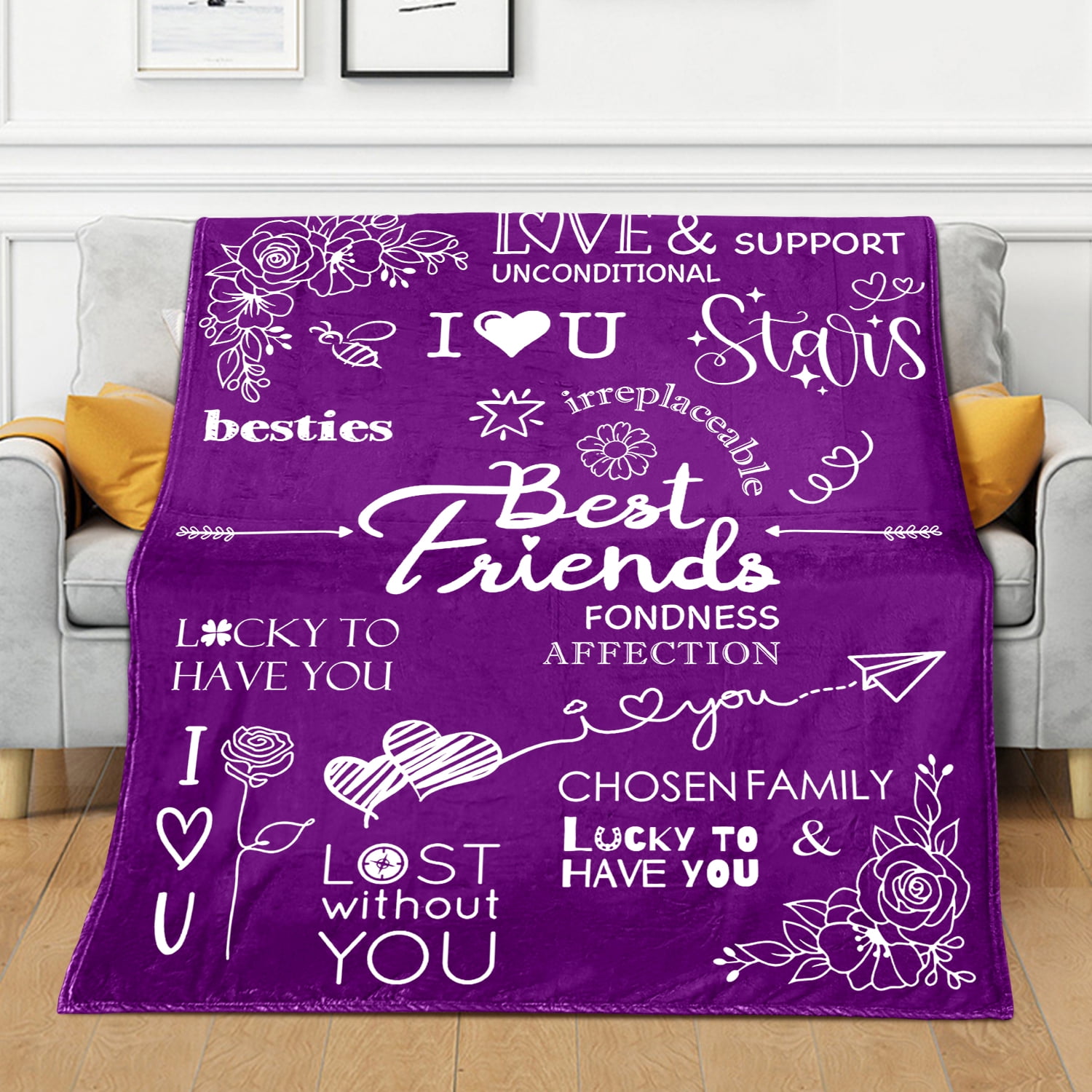 Birthday Gift for Best Friend: Purple Microfleece Blanket, Unique BFF's ...