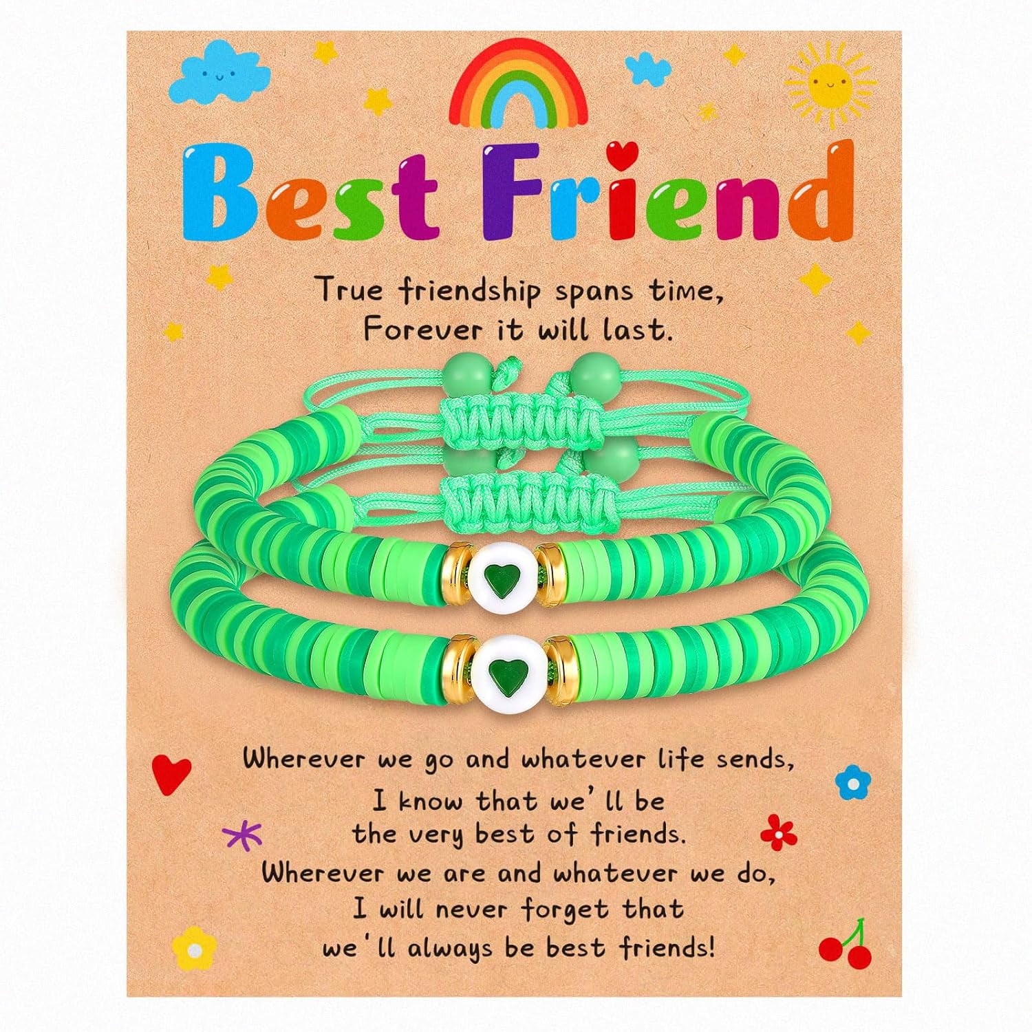 Best Friend Bracelets, Cute BFF Matching Heart Friendship Bead Bracelet ...