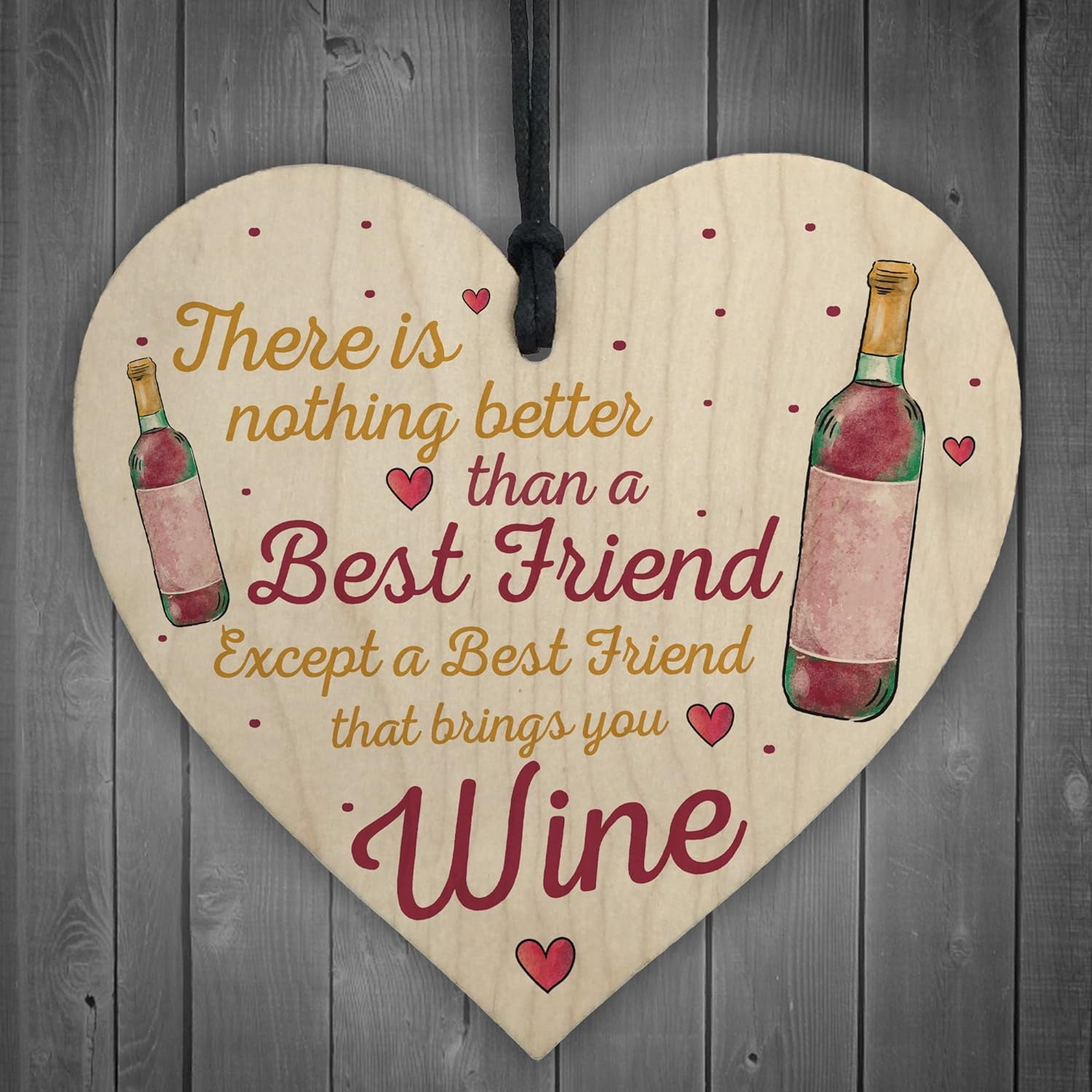 Best Friend Brings Wine Gift Friendship Best Friend Sign Shabby Chic ...