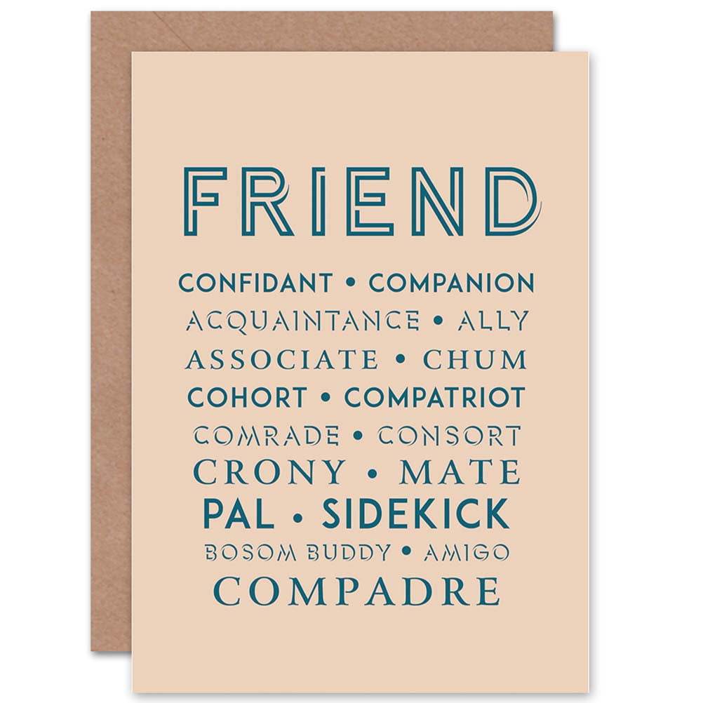 Best Friend Crony Pal Mate Words Greetings Card Plus Envelope Blank ...