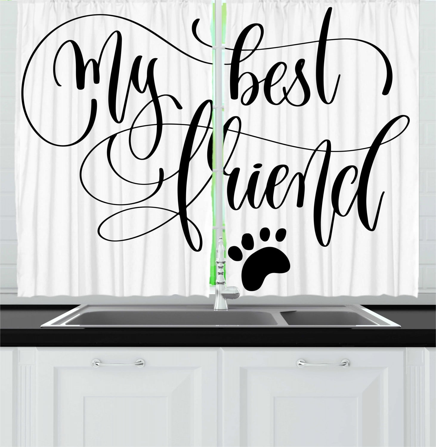 Best Friend Curtains 2 Panels Set, My Best Friend Positive Cursive ...