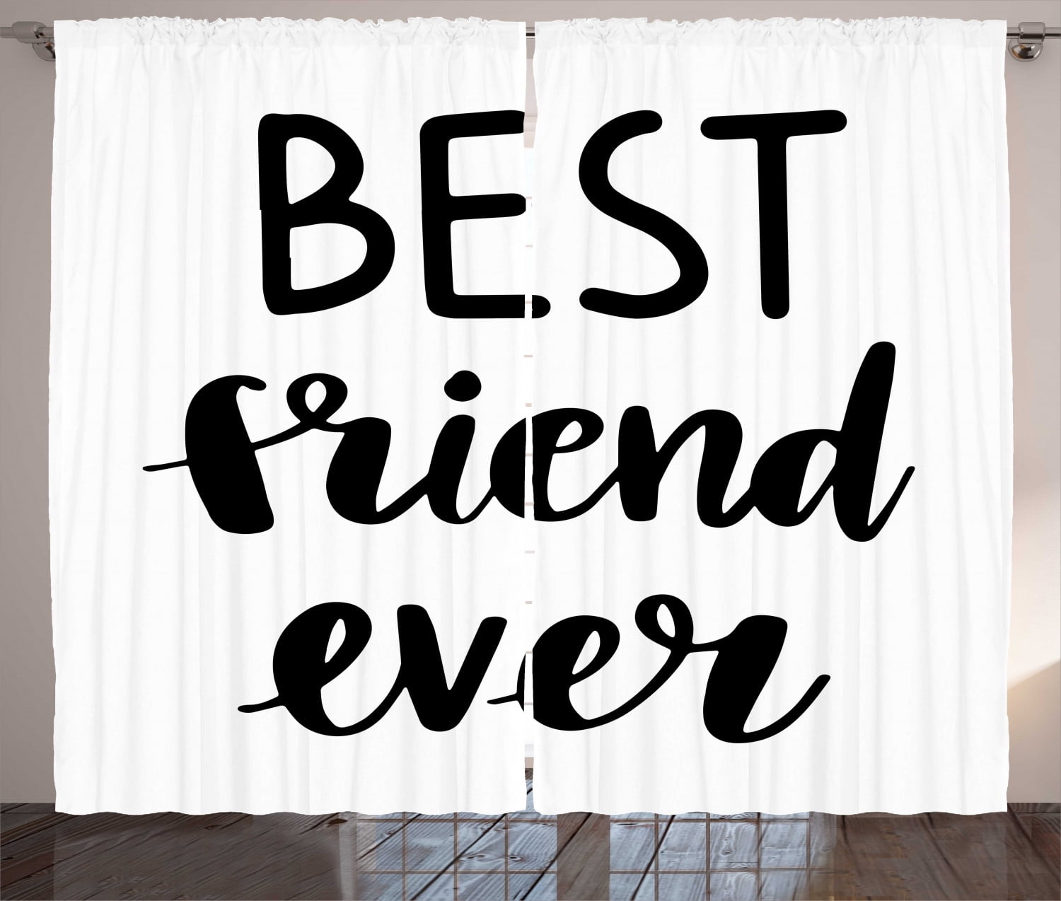 Best Friend Curtains 2 Panels Set, Best Friend Ever Cursive Lettering ...