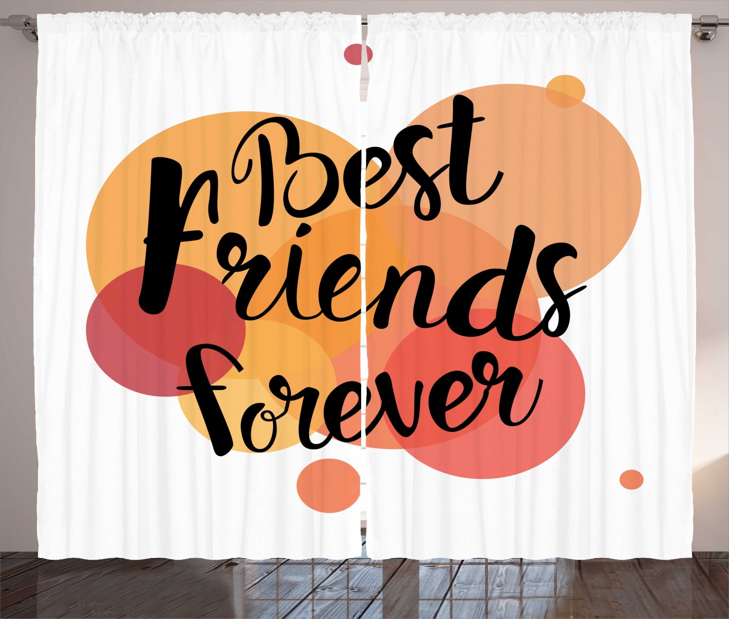 Ambesonne Best Friend Curtains 2 Panel Set, Forever Together Love, 108 ...