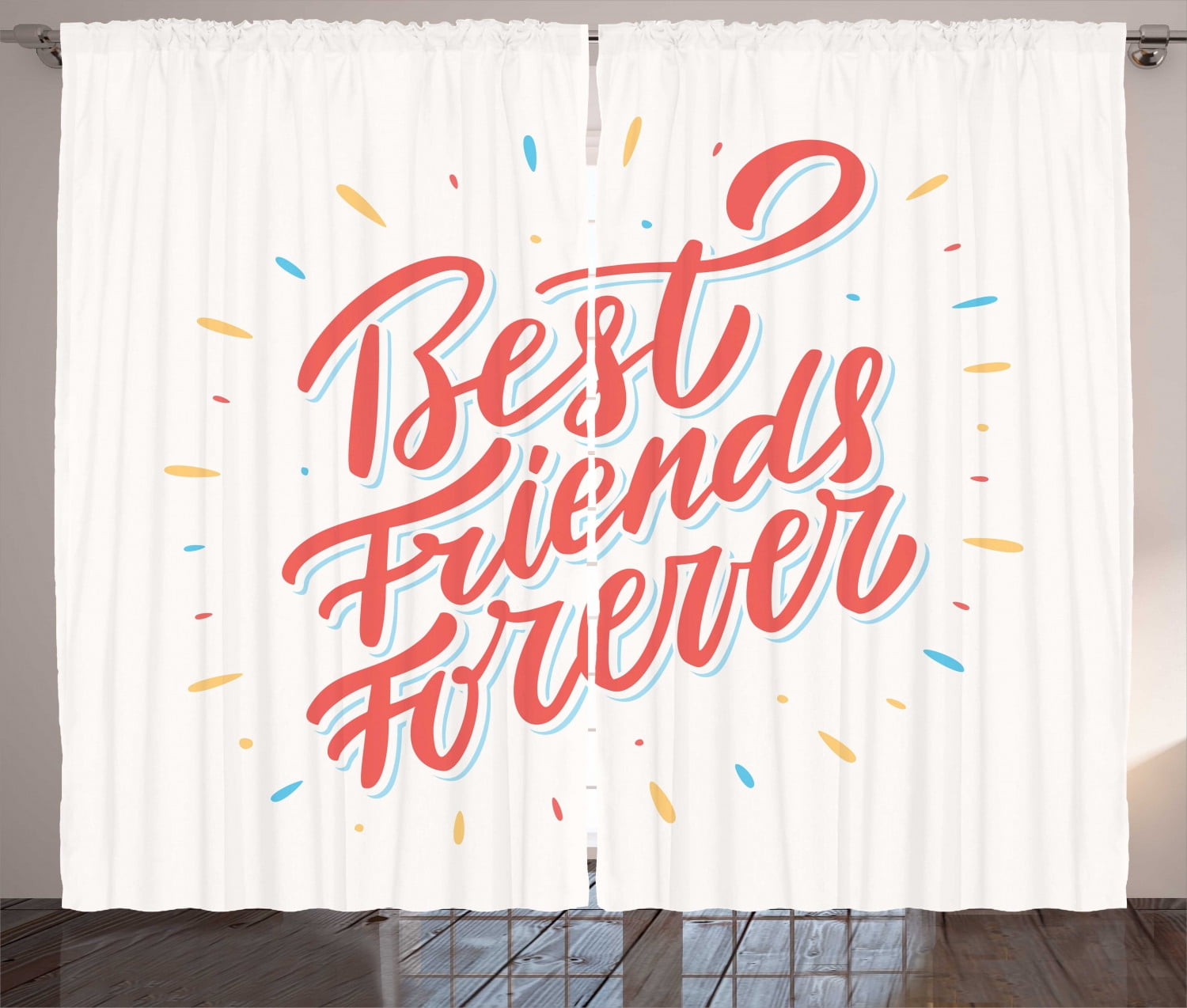 Best Friend Curtains 2 Panels Set, Best Friends Forever Cursive ...
