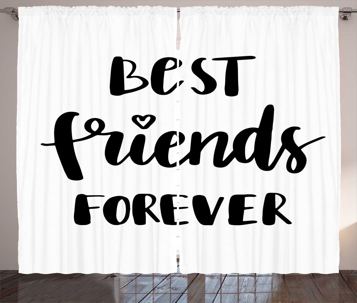 Best Friend Curtains 2 Panels Set, Best Friends Forever Lettering ...