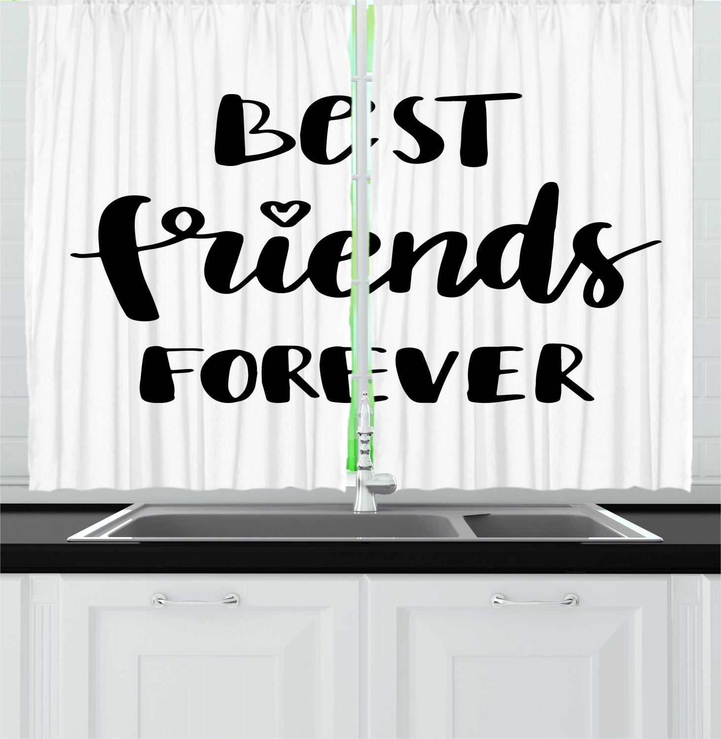 Best Friend Curtains 2 Panels Set, Best Friends Forever Lettering ...