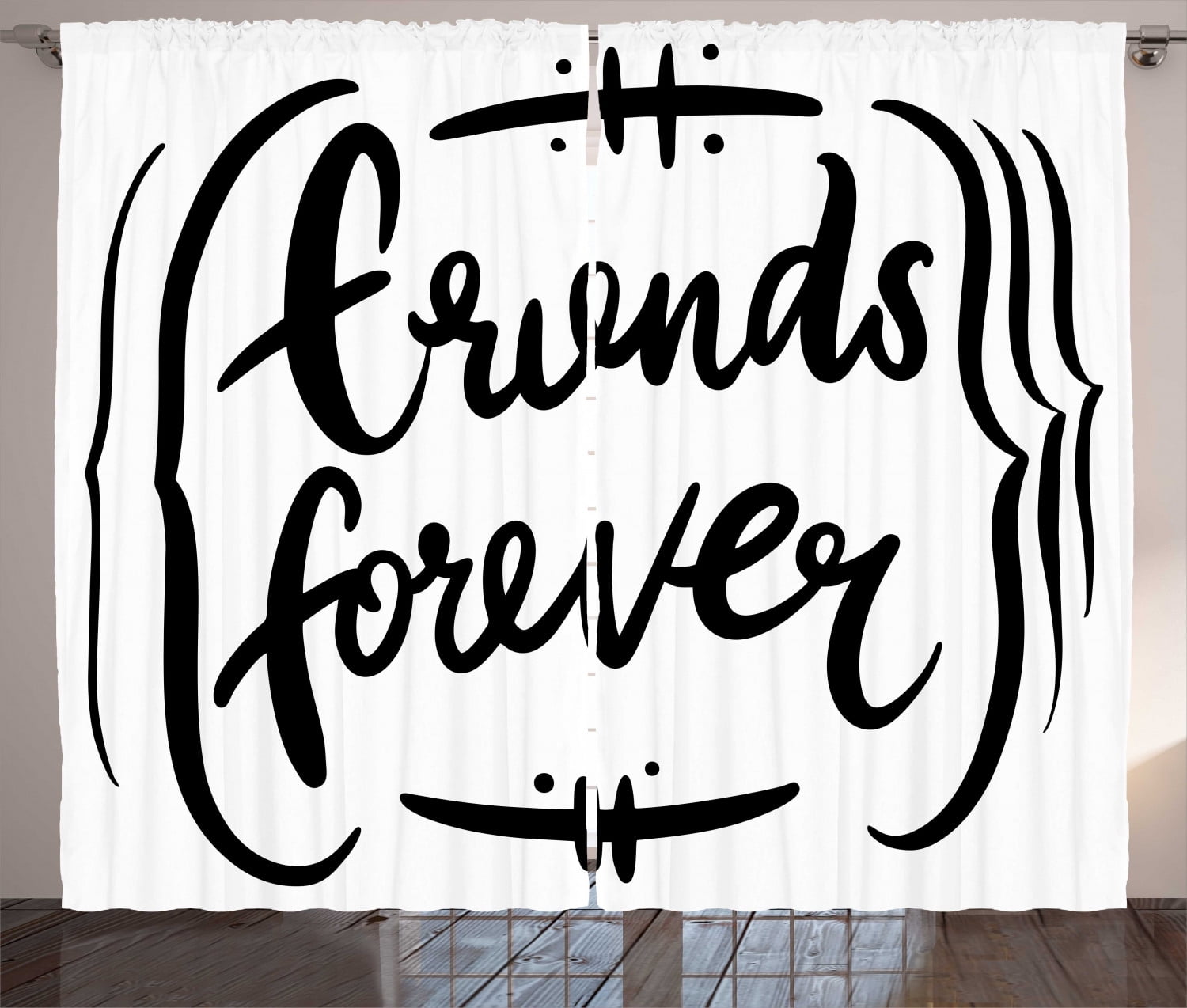 Best Friend Curtains 2 Panels Set, Friends Forever Motivation Lettering ...