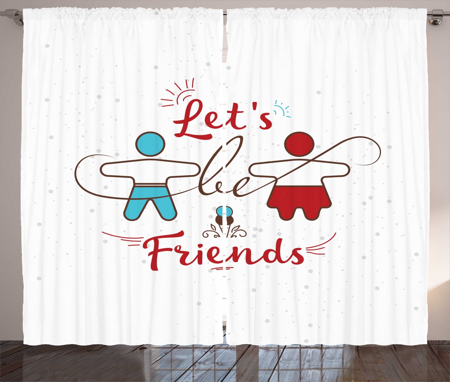 Best Friend Curtains 2 Panels Set, Let's Be Friends Lettering Cute ...