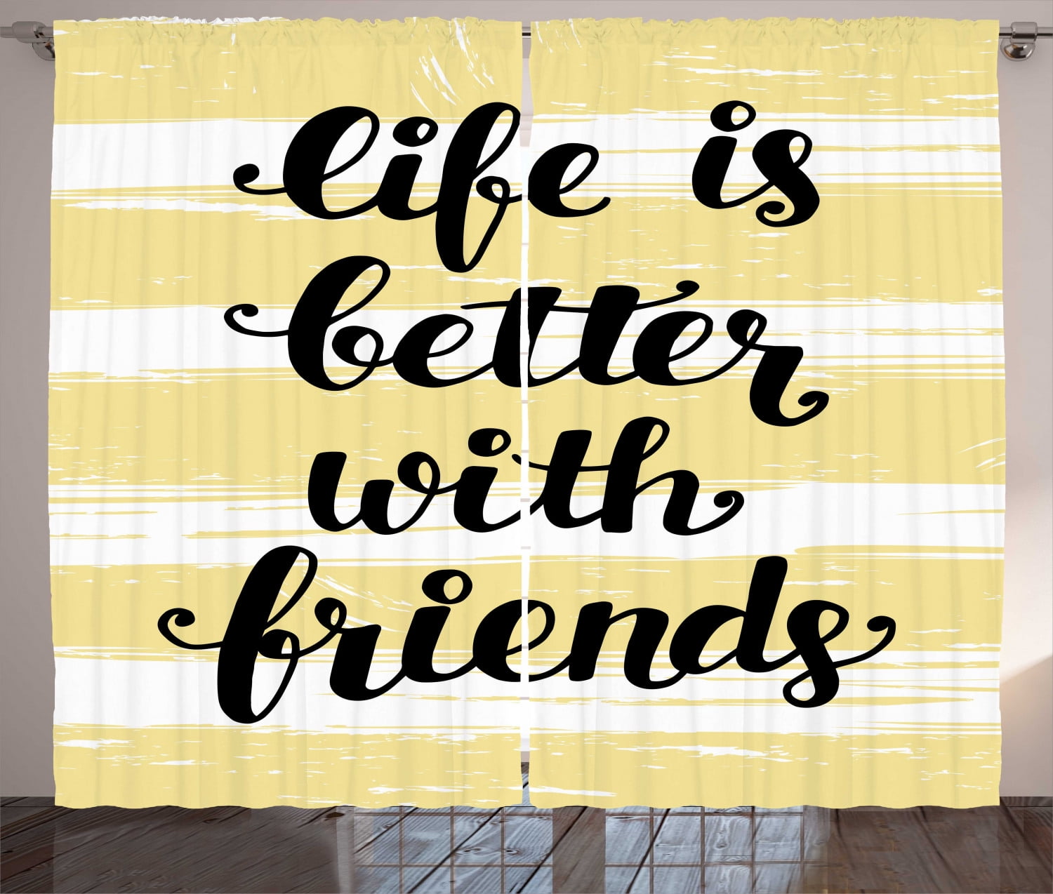 Ambesonne Best Friend Curtains 2 Panel Set, Buddies Anniversary, 108" x ...