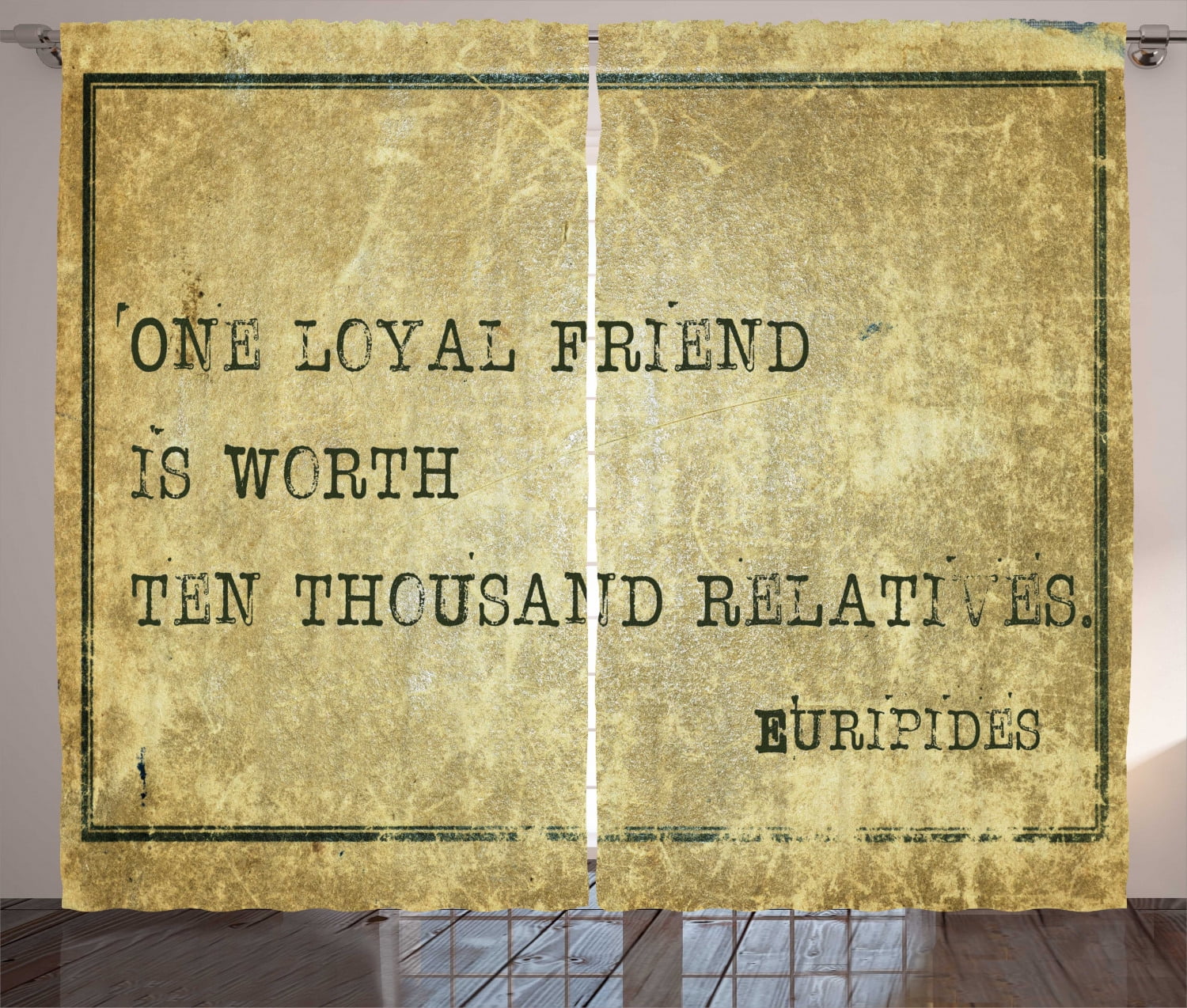 Ambesonne Best Friend Curtains 2 Panel Set, Euripides Sayings Art, 108 ...