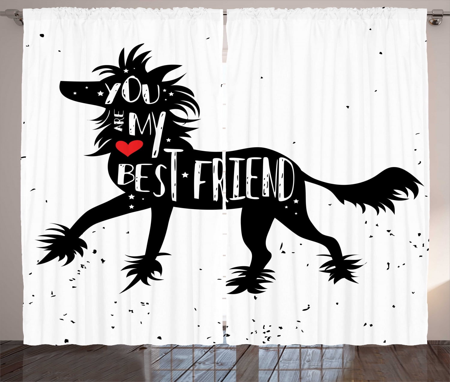 Best Friend Curtains 2 Panels Set, You Are My Best Friend Lettering Dog ...