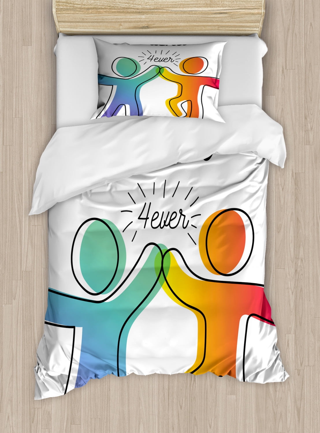 Best Friend Duvet Cover Set Twin Size, Ombre Colors Best Friend Forever ...