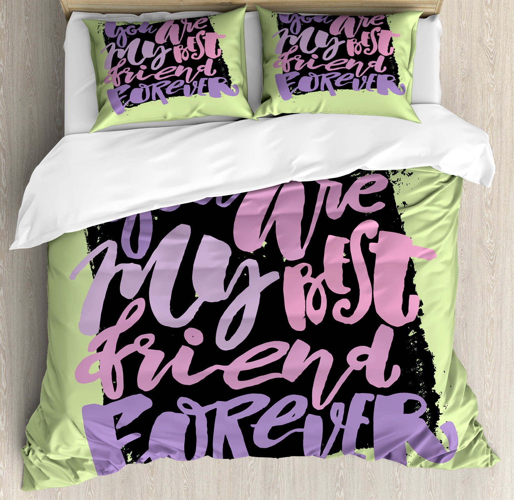 Best Friend Duvet Cover Set, You are My Best Friend Forever Lettering ...