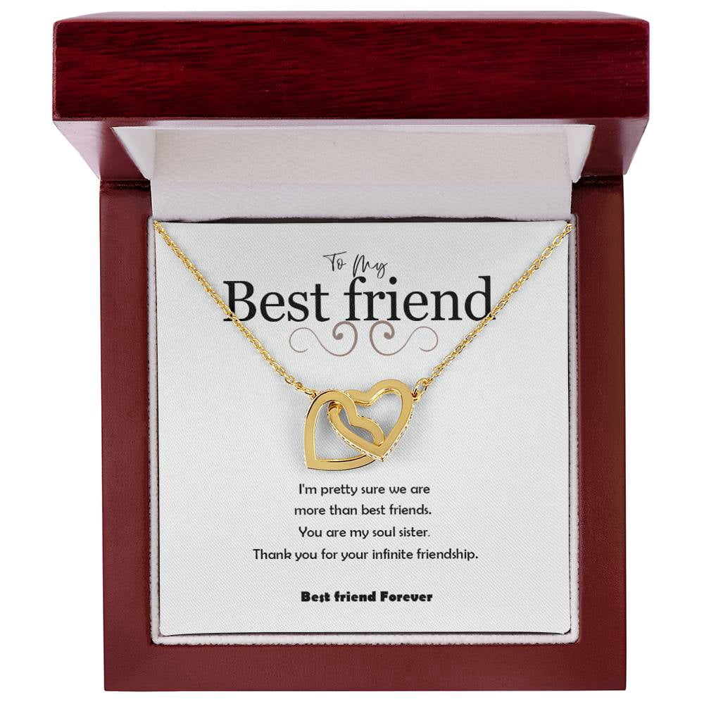 Best Friend Forever, Interlocking Hearts Necklace, 14K White Gold or ...