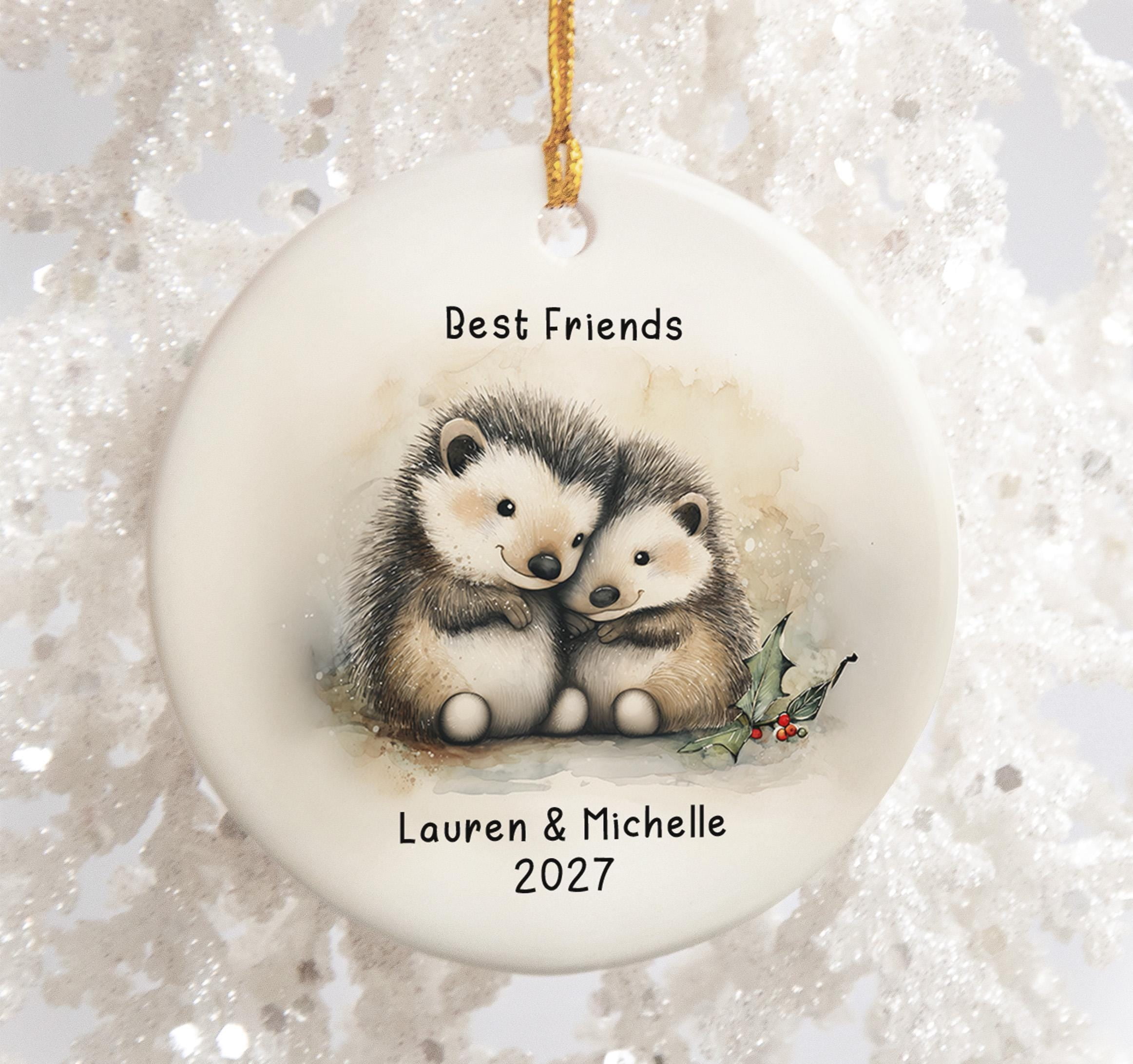 Best Friend Hedgehogs Ceramic Ornament – “Best Buds” Personalized ...