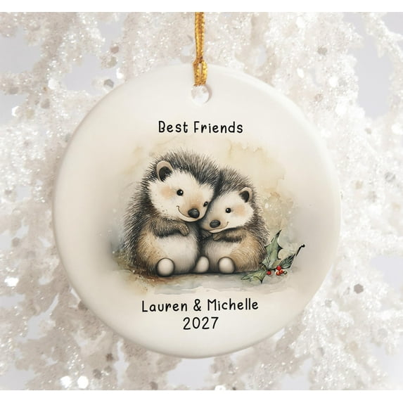 Best Friend Hedgehogs Ceramic Ornament – “Best Buds” Personalized ...