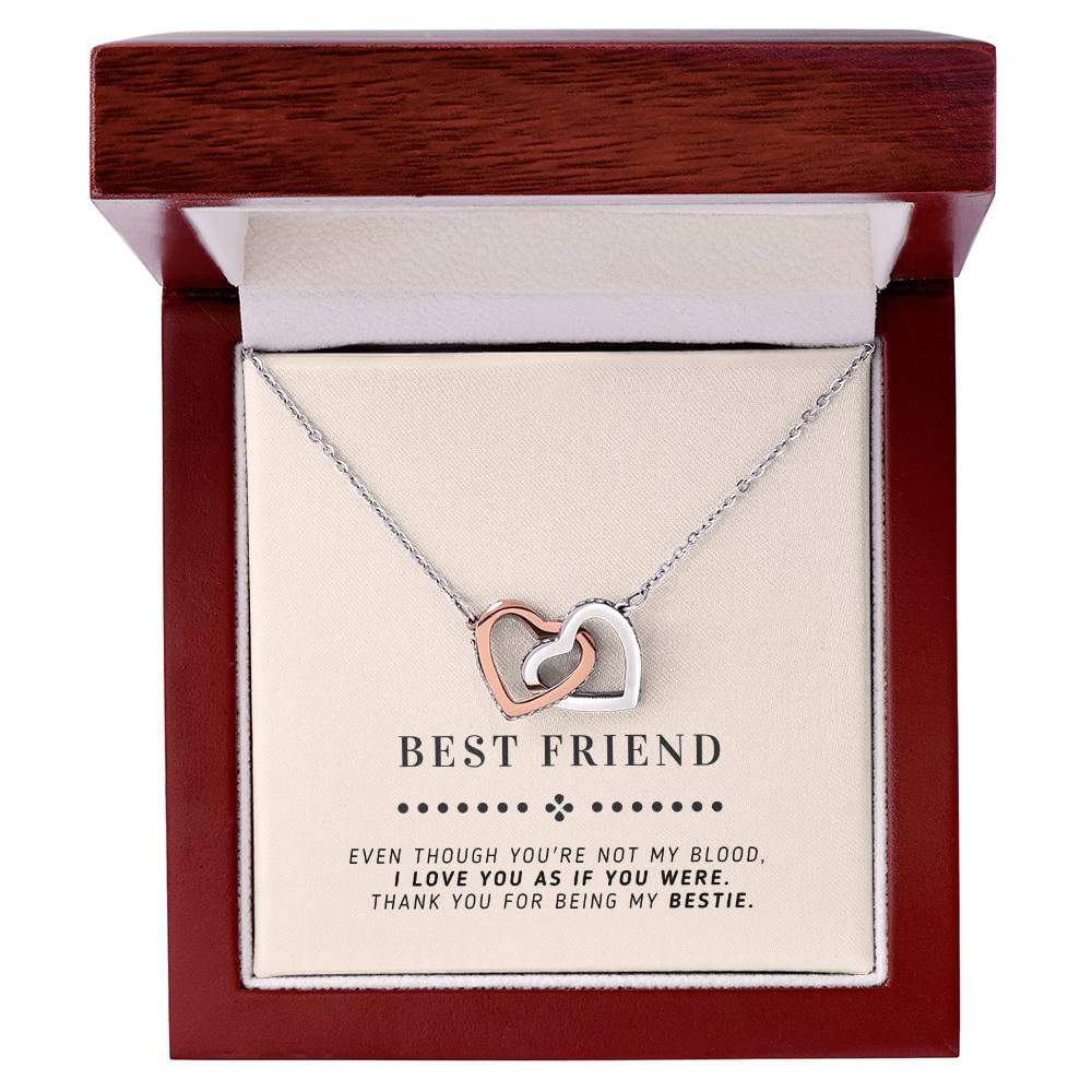 Best Friend, Interlocking Hearts Necklace, 14K White Gold or 18K Yellow ...