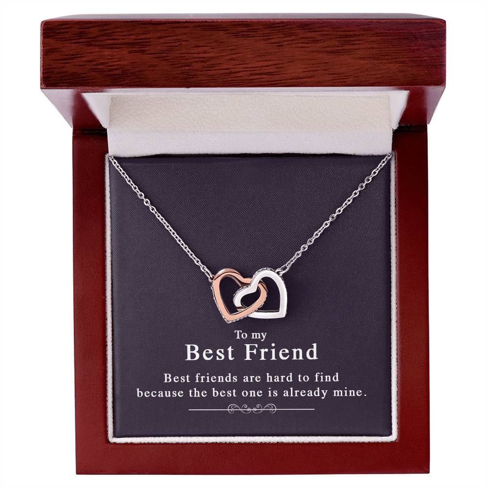 Best Friend, Interlocking Hearts Necklace, 14K White Gold or 18K Yellow ...