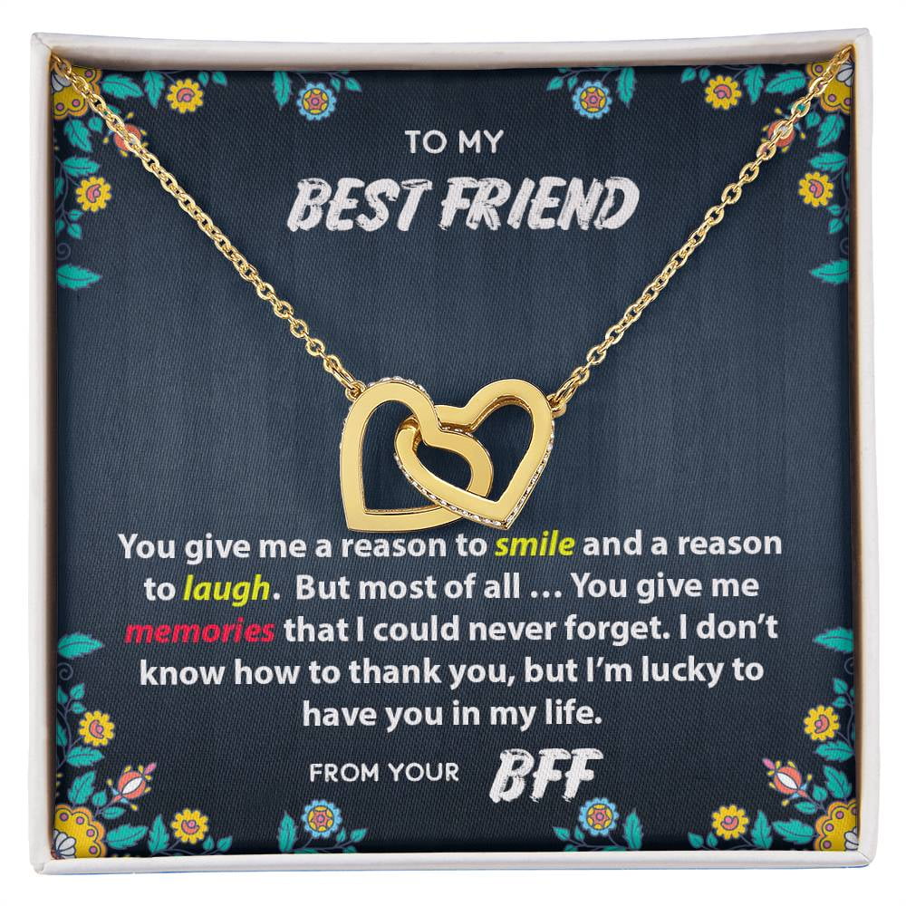 Best Friend Memories Necklace, Interlocking Hearts Necklace, 14K White ...