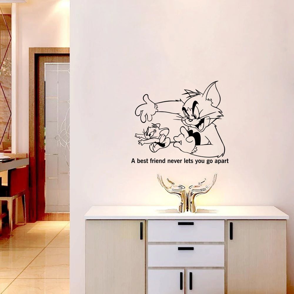 Best Friend Never Lets You Go Tom and Jerry Cartoon Wall Sticker Art ...