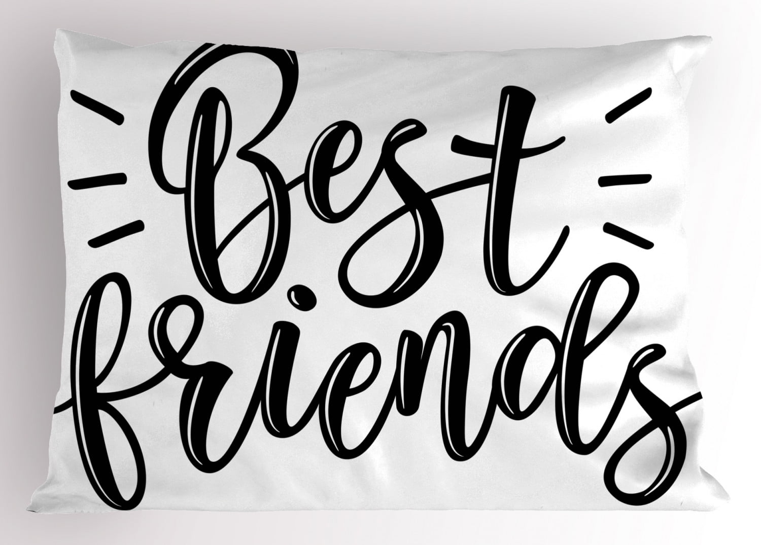 Best Friend Pillow Sham, Best Friends Cute Monochrome Cursive Lettering ...