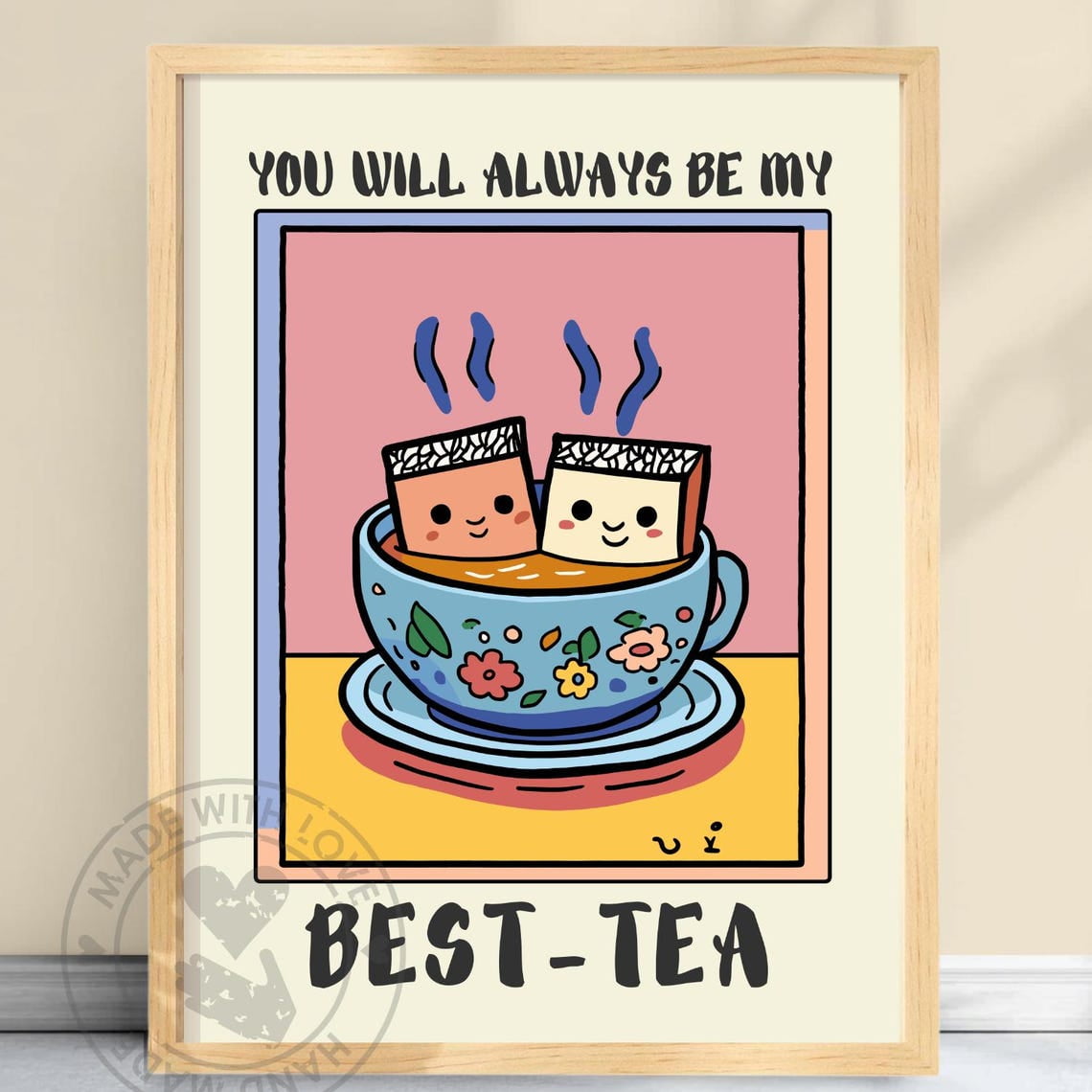 Best Friend Poster – Cute Tea Cup Art, Bestie Friendship Print, Friends ...