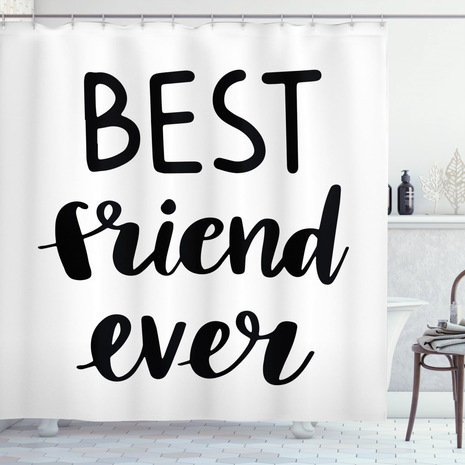 Best Friend Shower Curtain, Best Friend Ever Cursive Lettering ...
