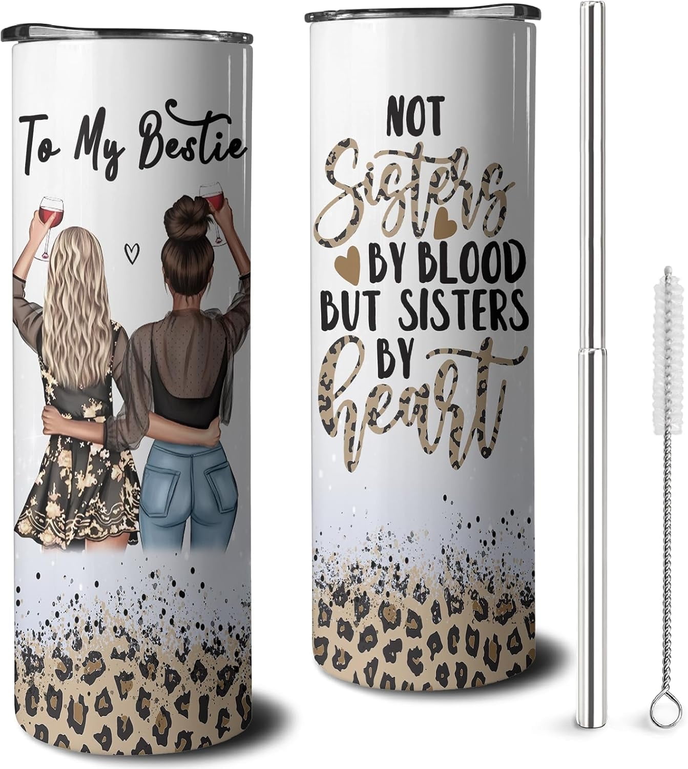 Best Friend Skinny Tumbler With Straw and Lid, Stainless Steel 20oz ...