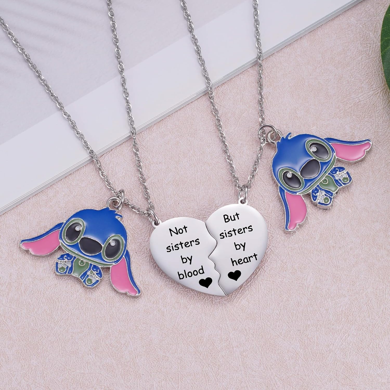 Disney, Girls Lilo & Stitch Best Friends Necklace, Set of 2 with BFF ...