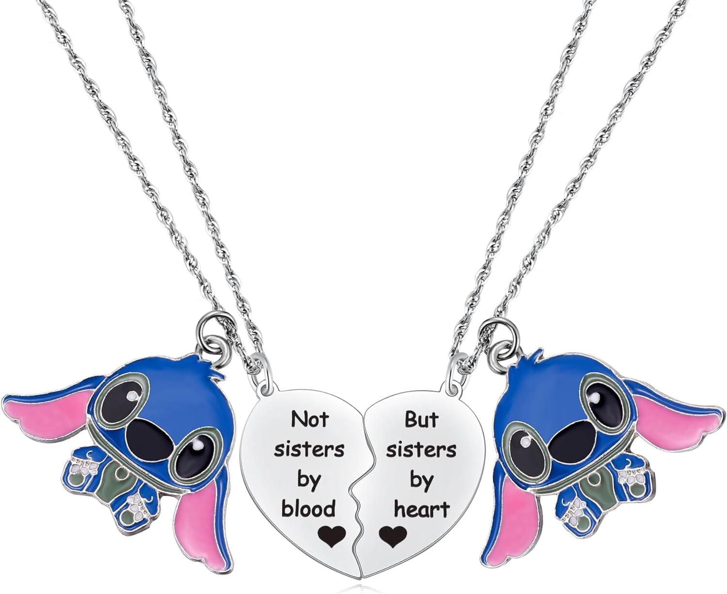 Best Friend Stitch Necklace Friendship Matching Heart Necklace for 2 ...