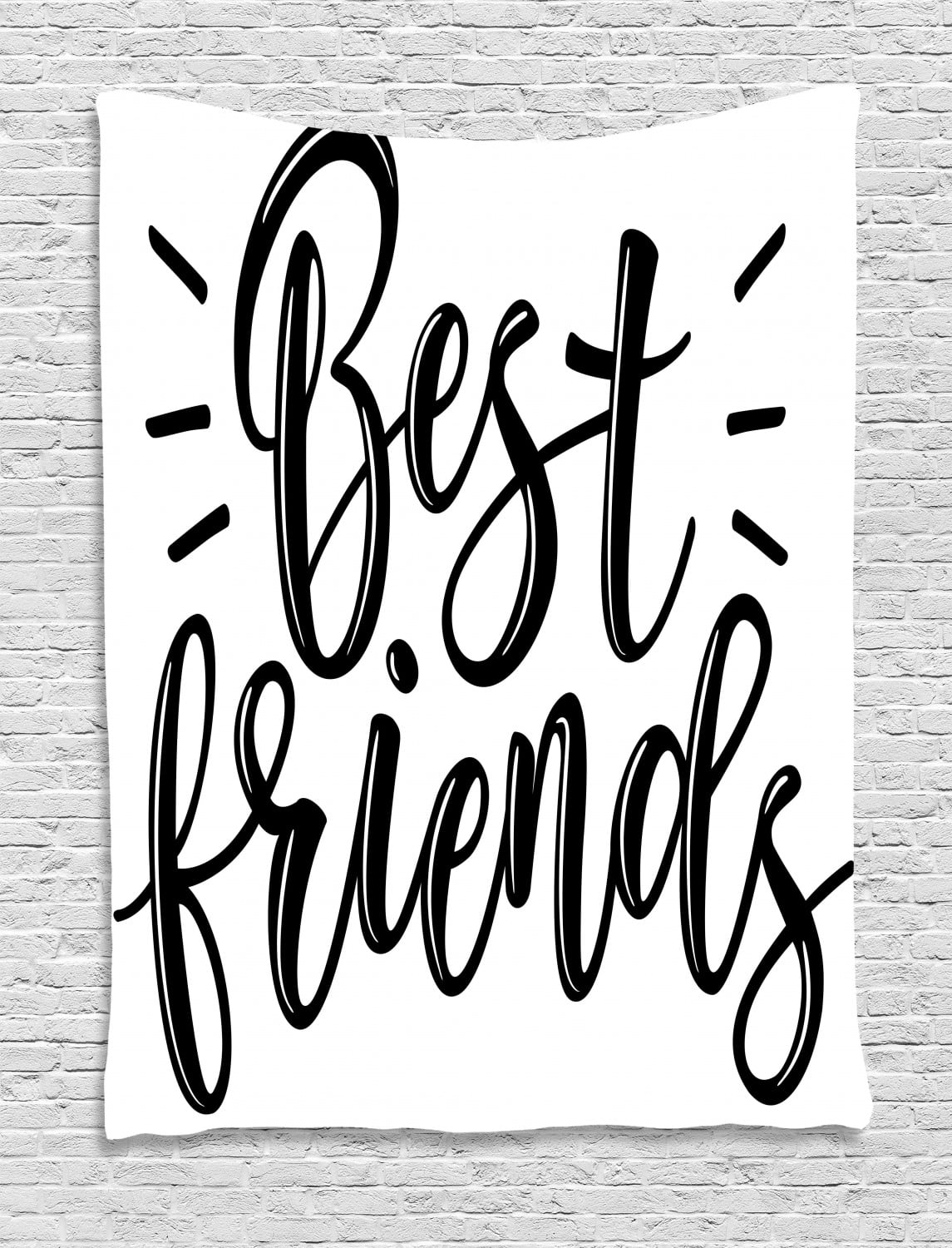 Best Friend Tapestry, Best Friends Cute Monochrome Cursive Lettering ...