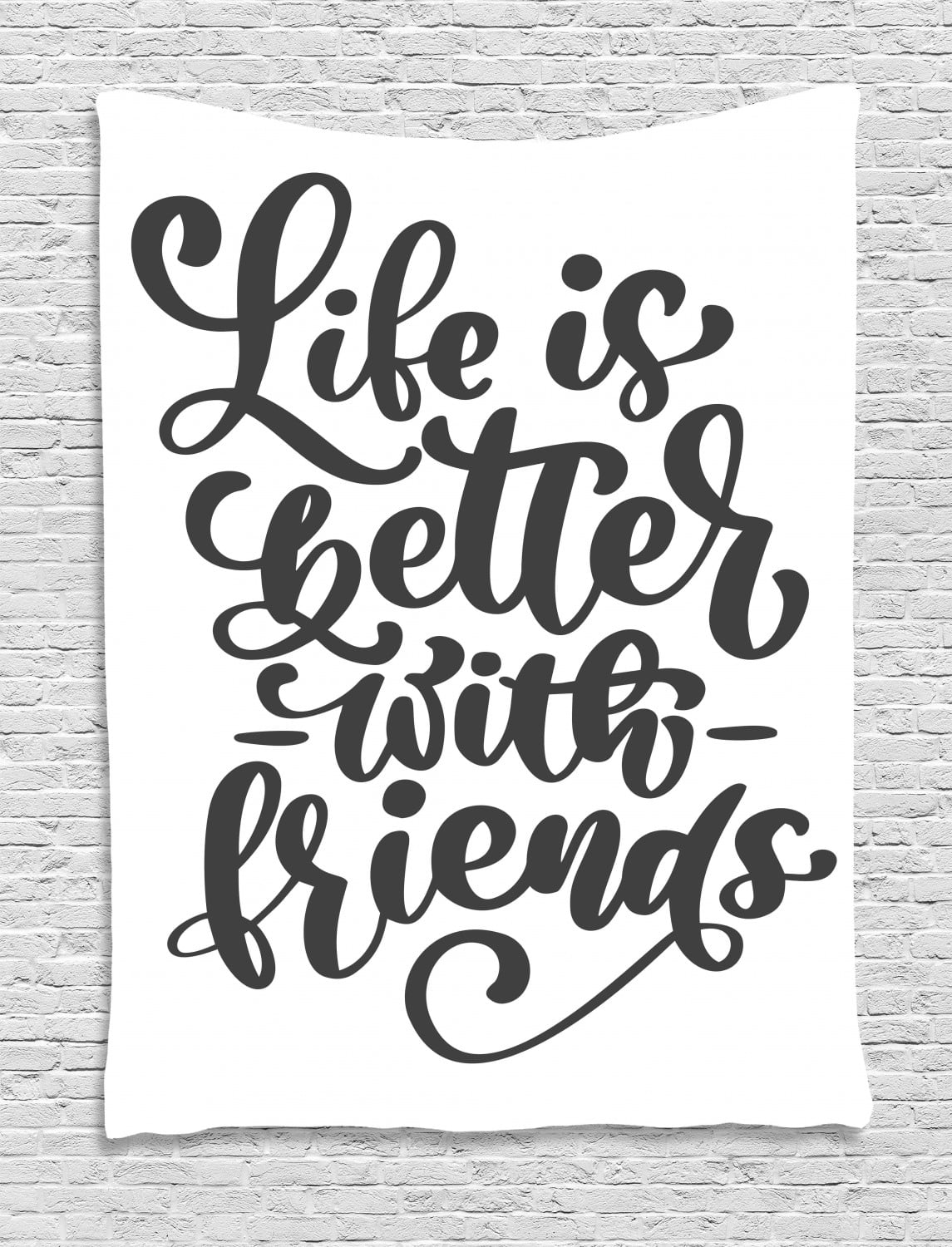 Best Friend Tapestry, Life Is Better With Friends Cursive Illustration ...