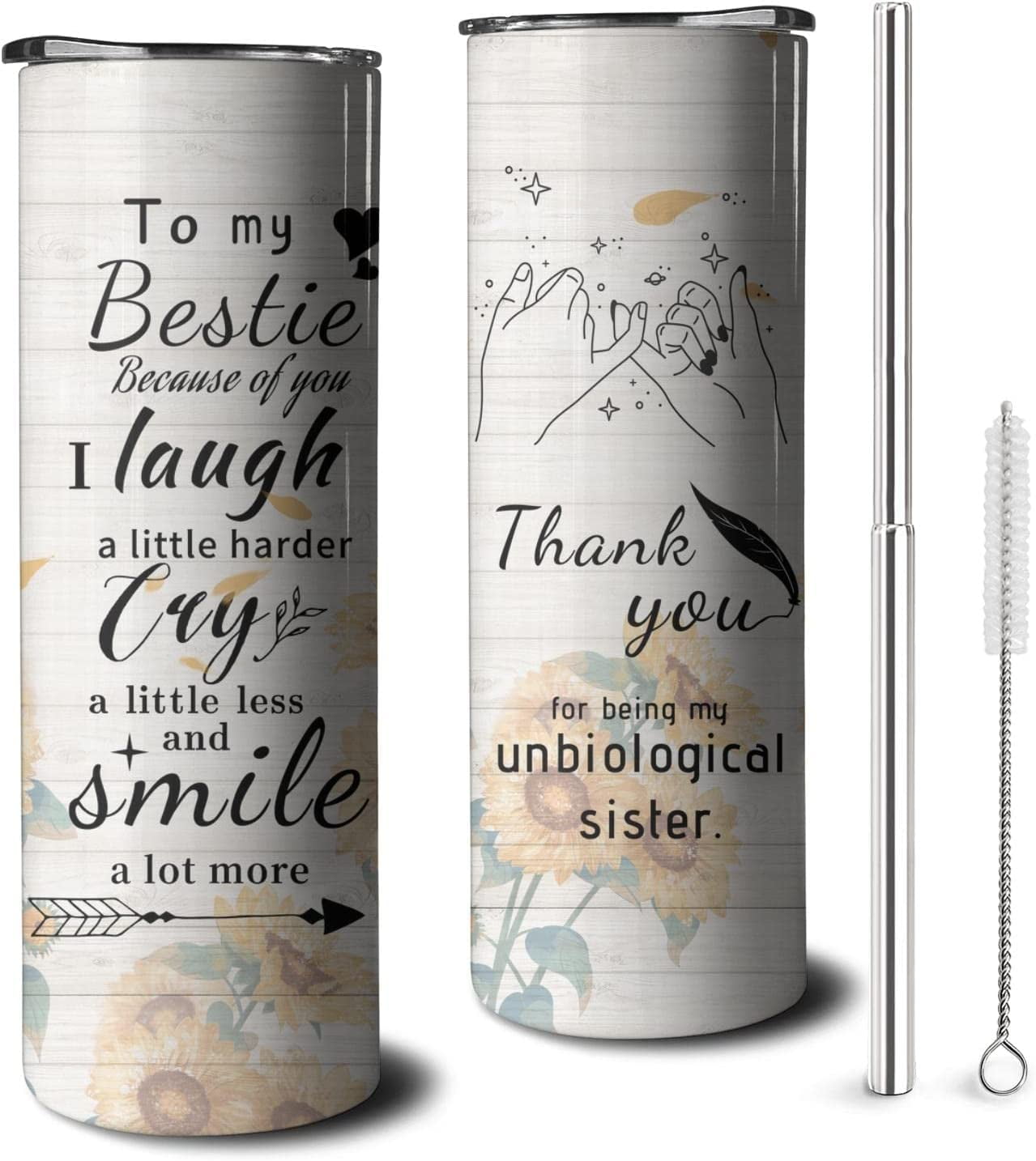 Best Friend Tumbler with Straw and Lid, Besties Cups, Bff/Bestie Gifts ...