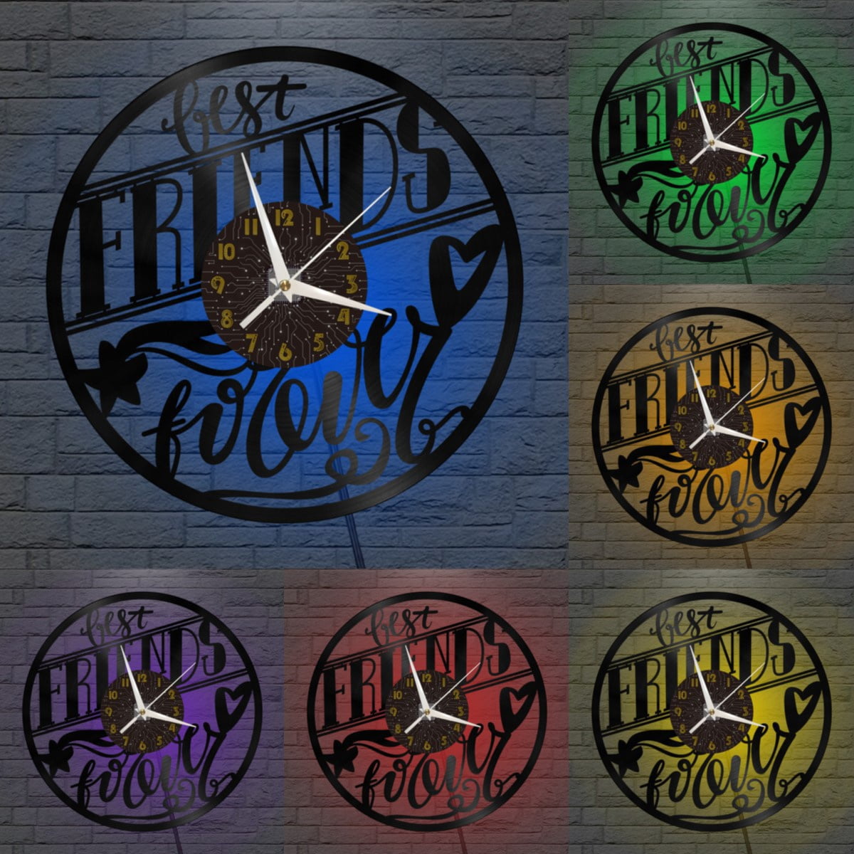 Best Friend Vinyl Wall Clock, Vinyl Record Clock Wall Art Silent & Non ...