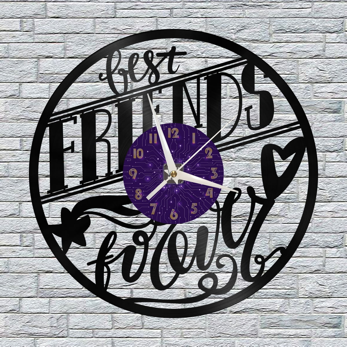 Best Friend Vinyl Wall Clock, Vinyl Record Clock Wall Art Silent & Non ...