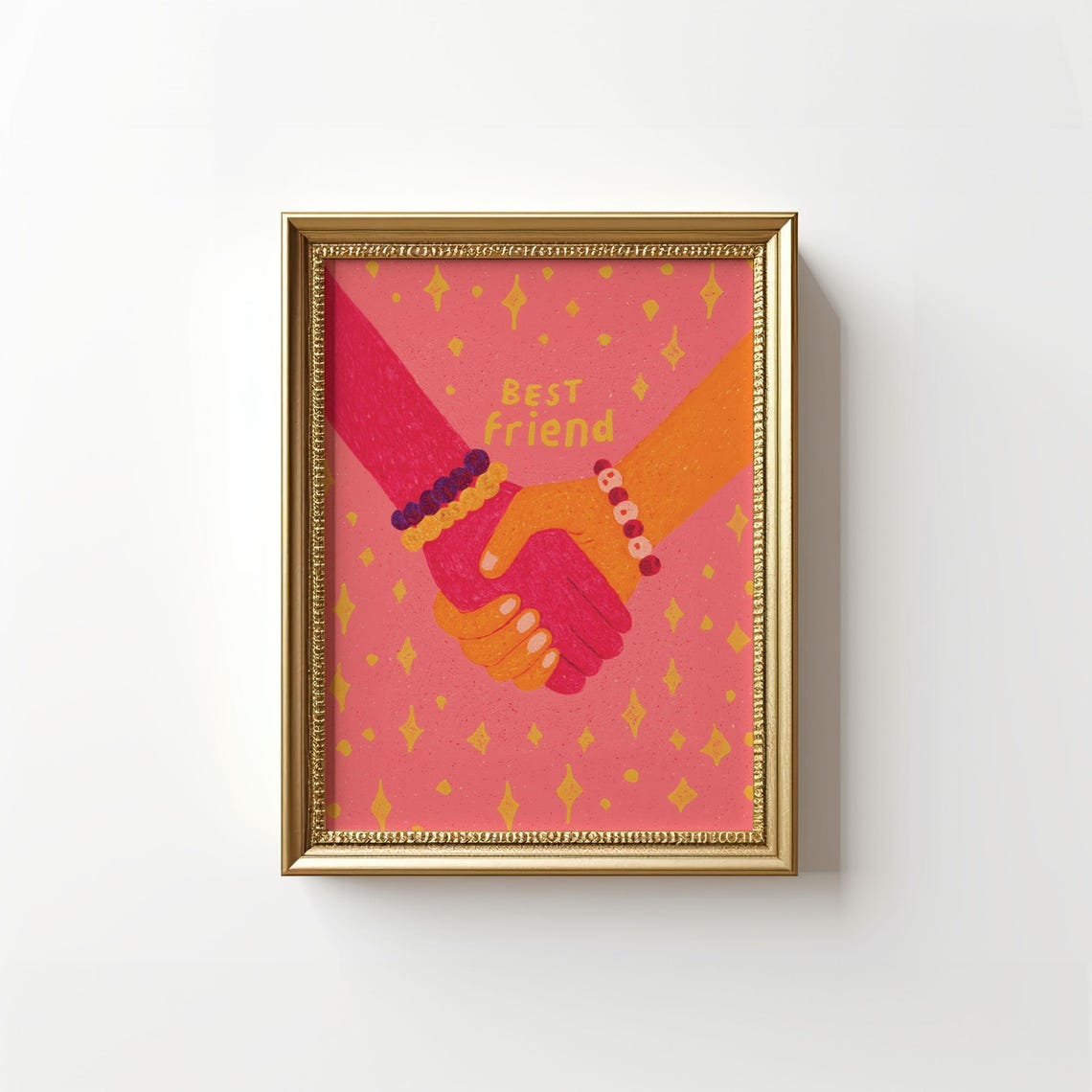 Best Friend Wall Art Retro Handshake Poster Y2K Friendship Deco ...