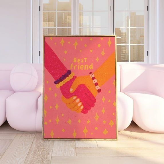 Best Friend Wall Art Retro Handshake Poster Y2K Friendship Deco ...