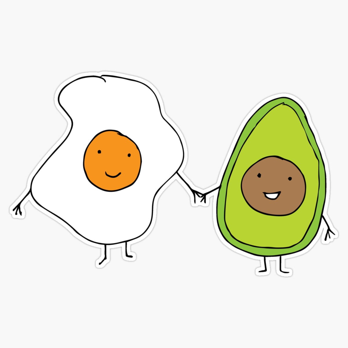 Best Friends Egg And Avocado Toast Healthy Breakfast Pair Kawaii Decal ...