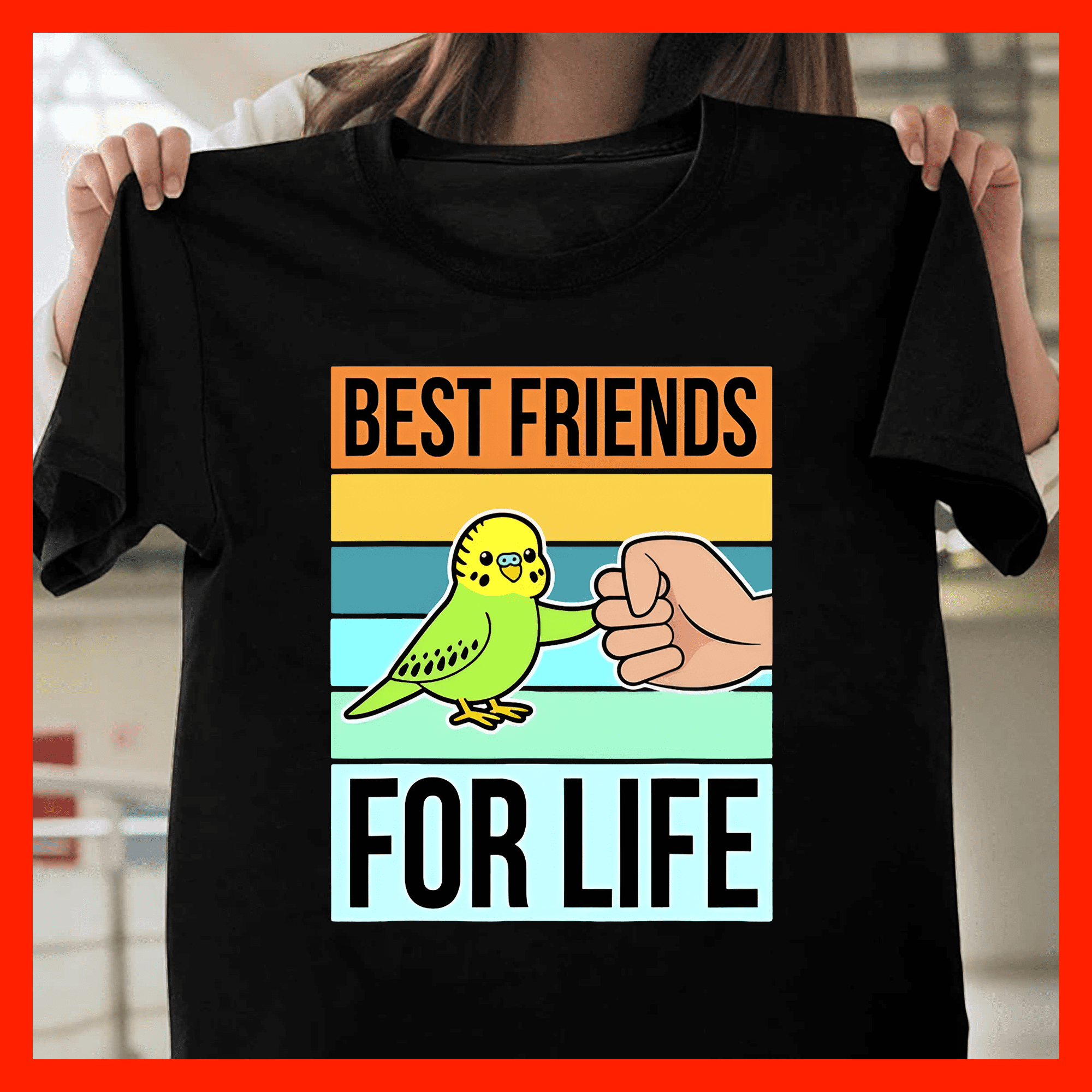 Best Friends For Life Budgie Fist Bump T-Shirt - Cute Parakeet Pet ...