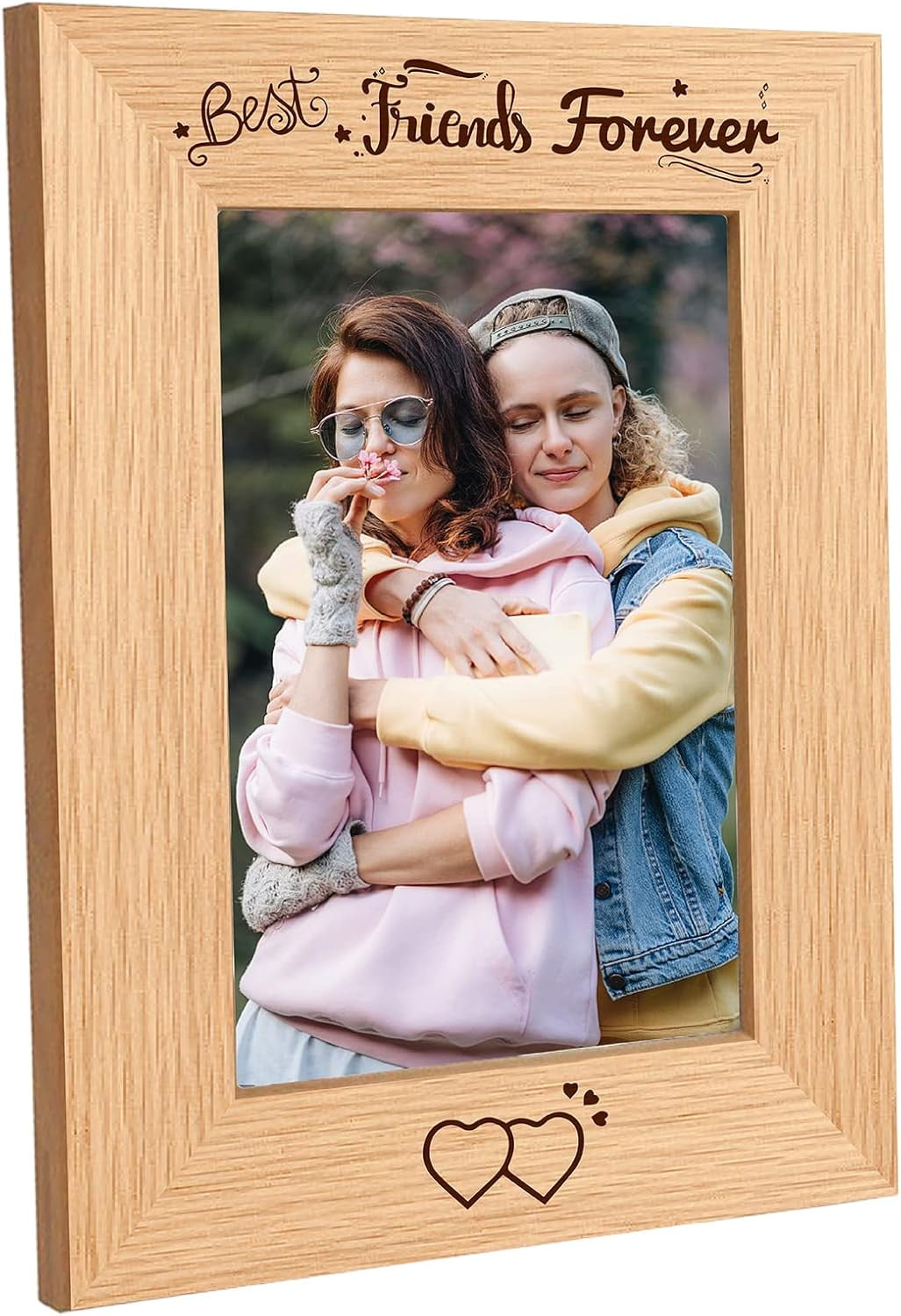 Best Friends Forever Frame Engraved Natural Wood Picture Frame Solid Wood Photo Horizontal ...