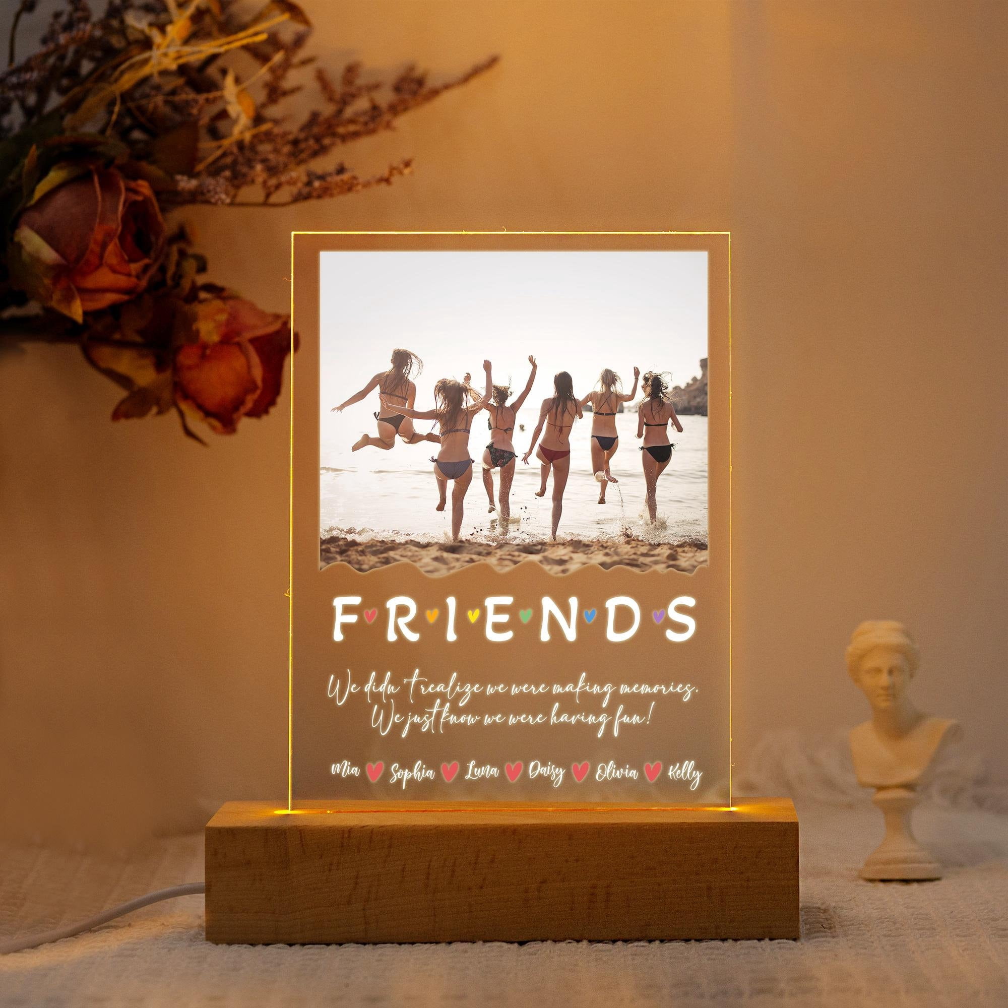 Best Friends Forever Photo Custom LED Lamp Acrylic Board Wooden Base ...