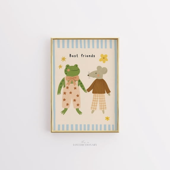 Best Friends Frog Mouse Nursery Wall Art Whimsical Decor, Unframed ...
