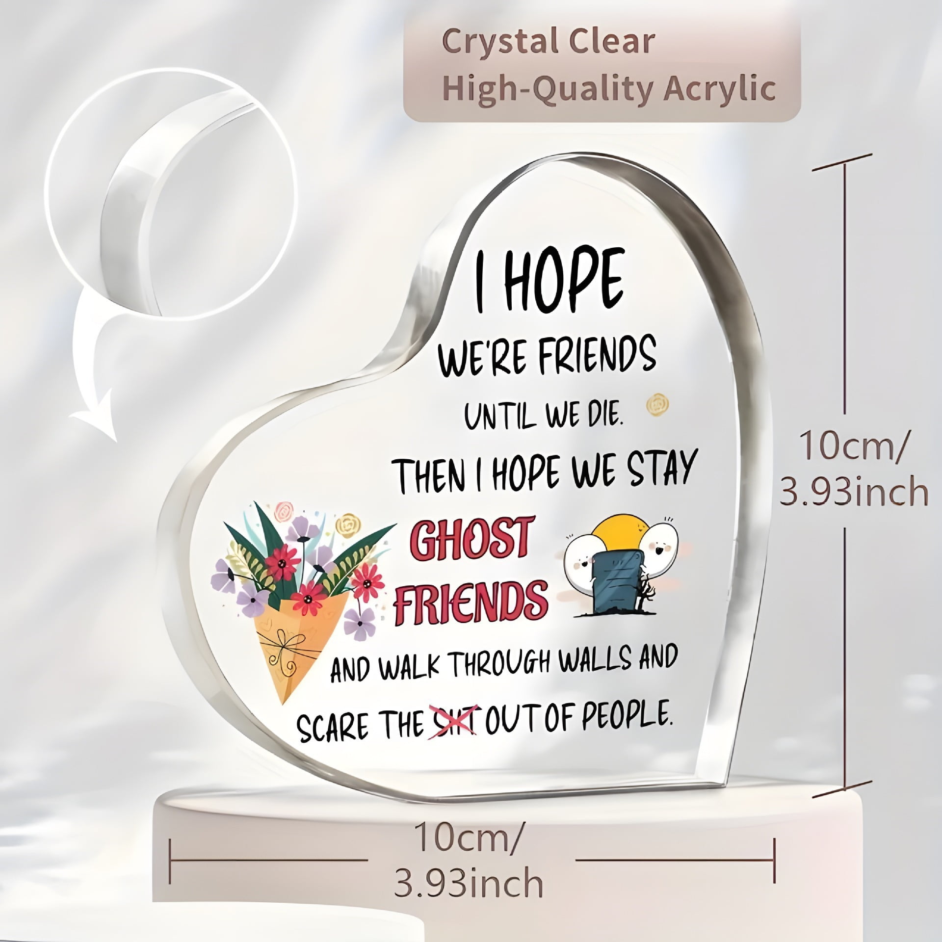 Best Friends Gifts for Women Acrylic Heart Keepsake, Friendship Gifts ...