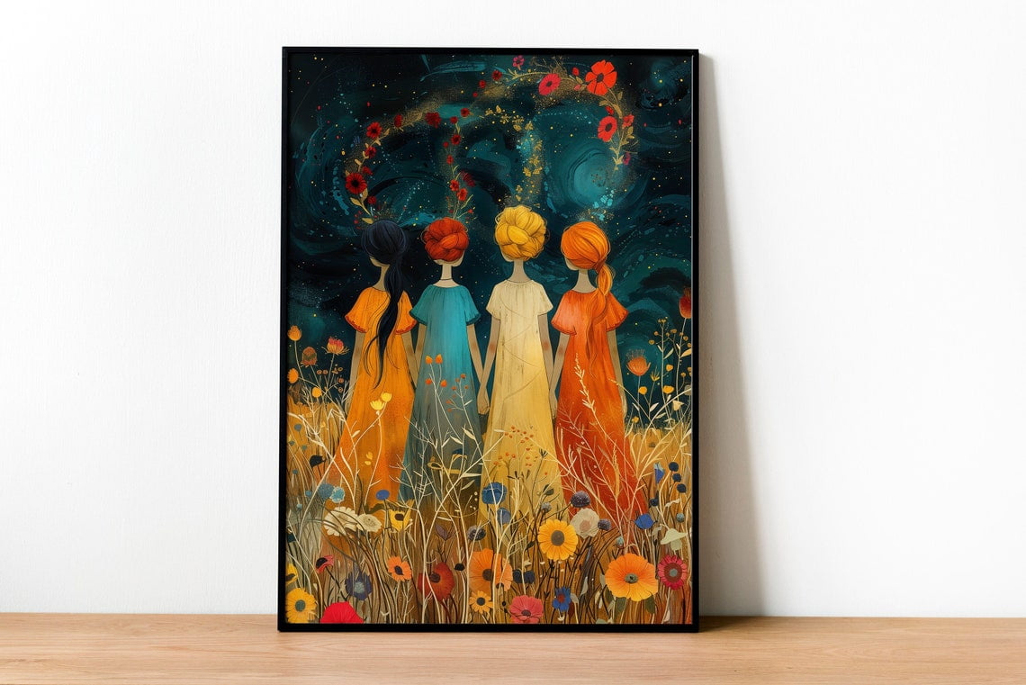 Best Friends Girls Room Nursery Wall Art, Unframed Paper Print Size ...