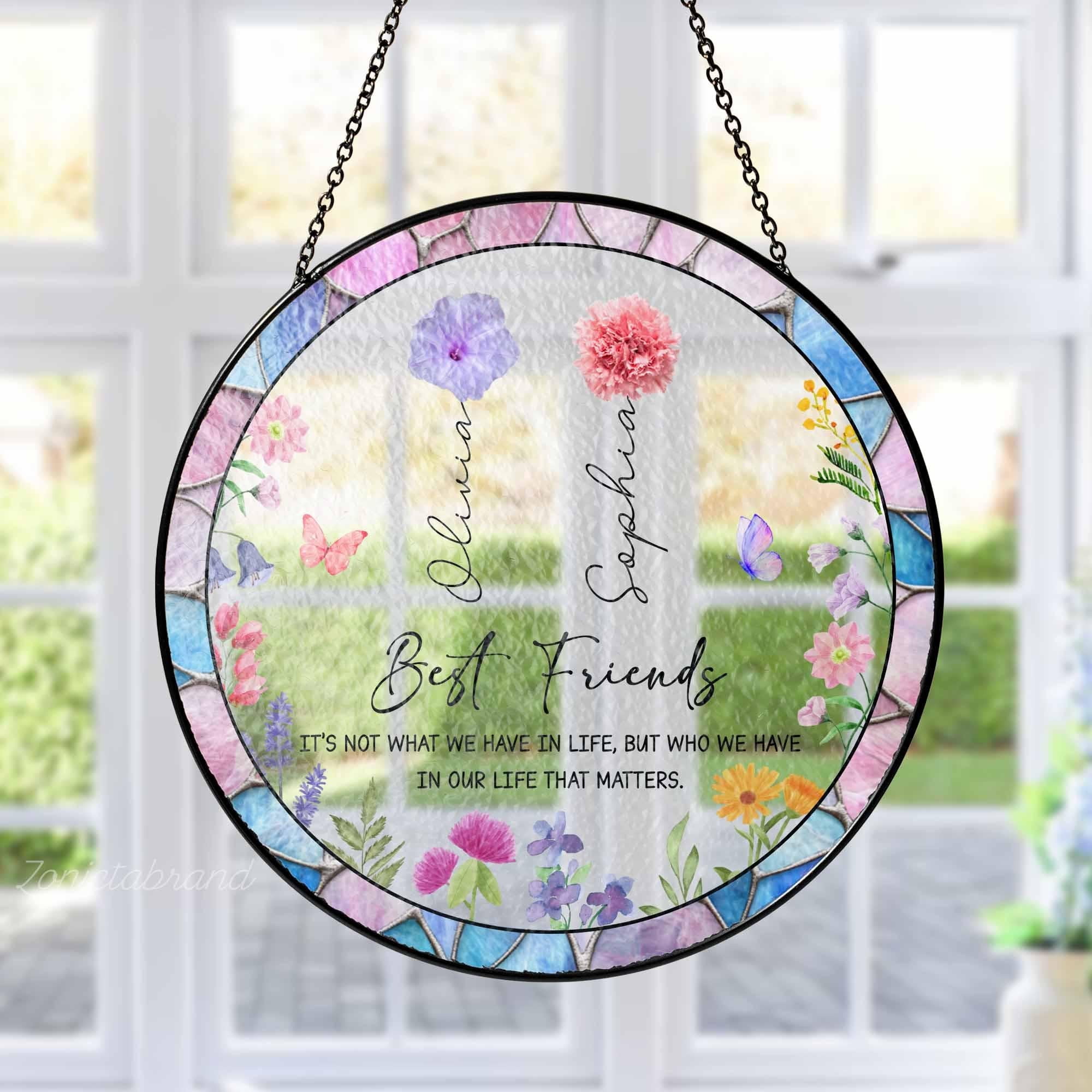 Best Friends Glass Suncatcher, Personalized Best Friend Birth Month ...