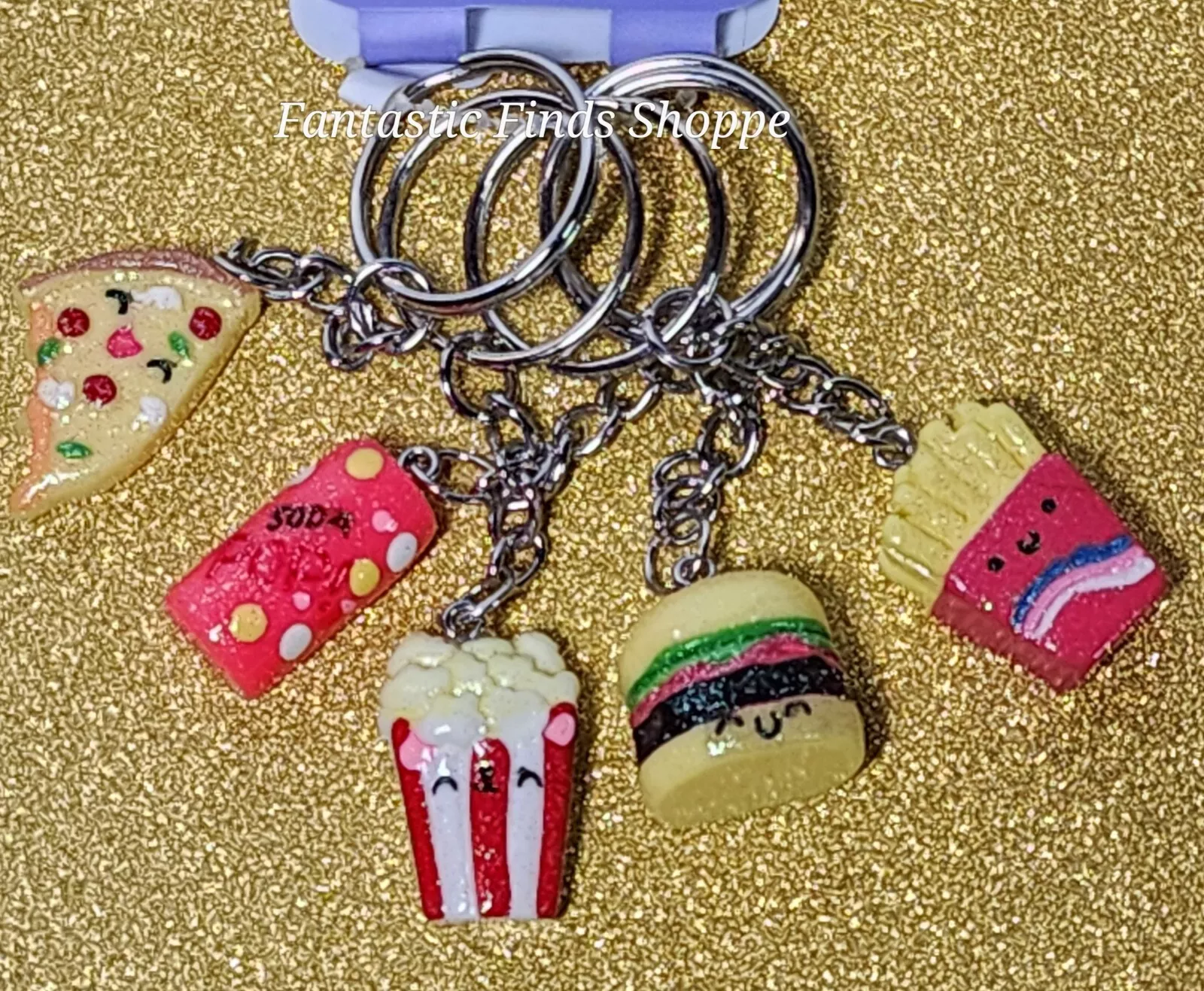 Best Friends Glitter Junk Food Keychains 5 Pack NWT Popcorn Pizza ...