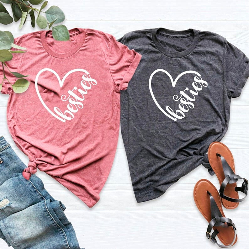 Best Friends Matching T-shirt – BFF Sisters Cute Funny Friendship Tee ...