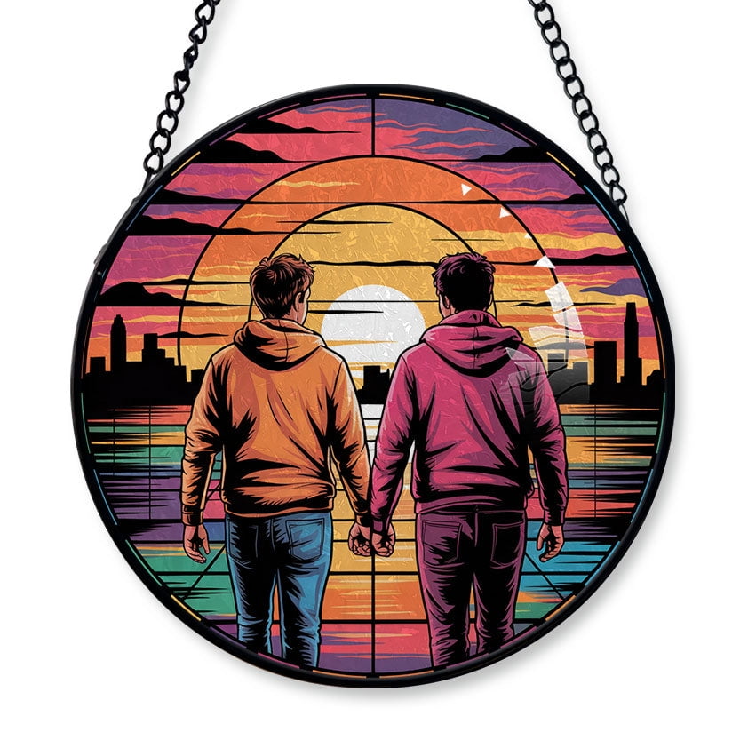 Best Friends Men Stained Glass Suncatcher Window Hanging – Customizable ...