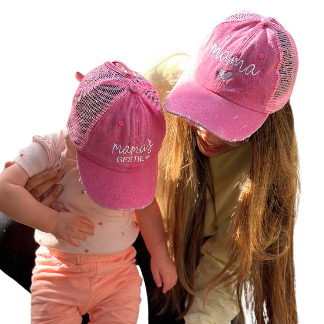 Best Friends Mother Daughter Ponytail Messy Bun Mesh Hats, Mom And ...