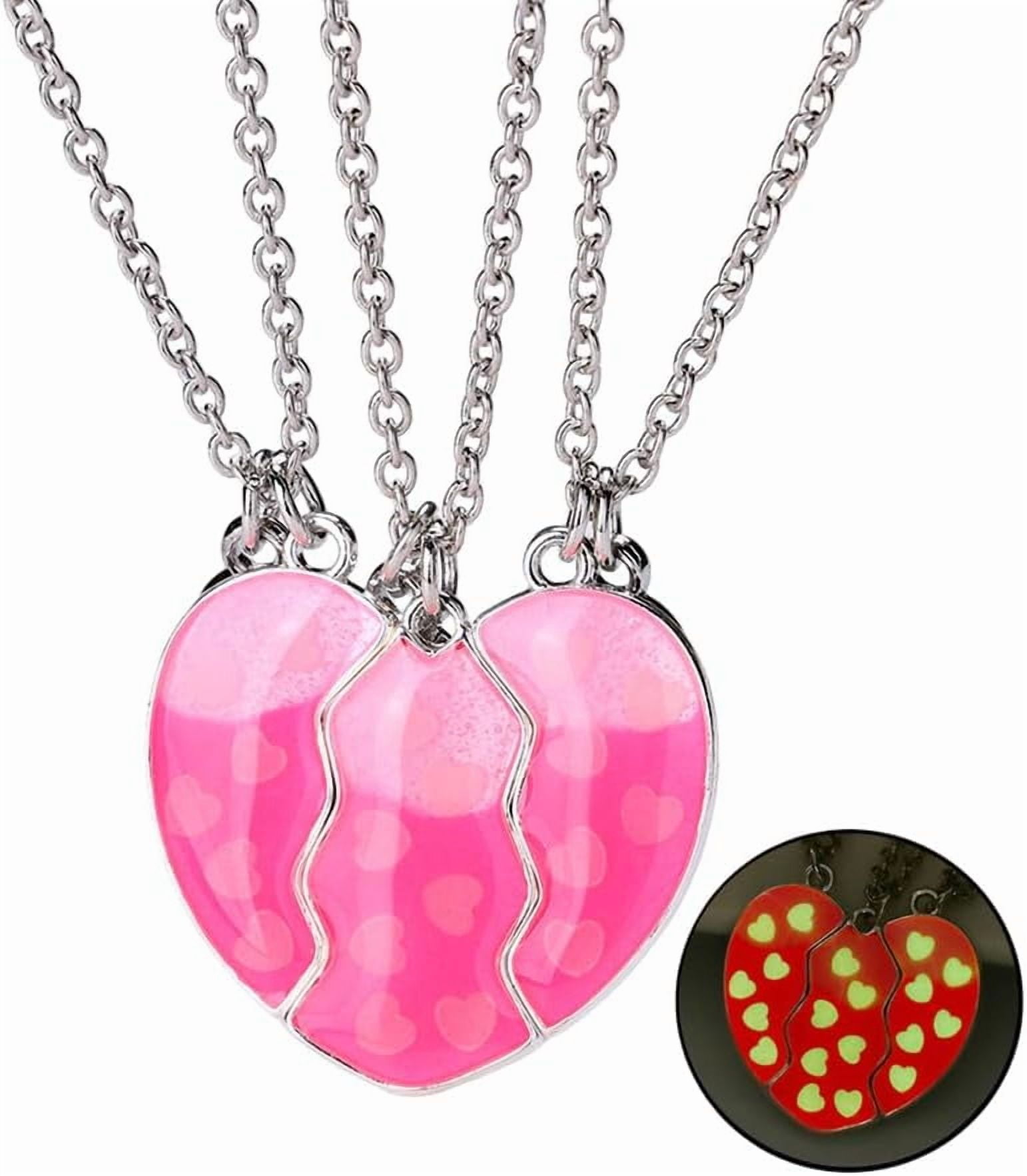 Best Friends Necklaces for 2, Heart Broken Luminous Pendant BFF Glow In ...